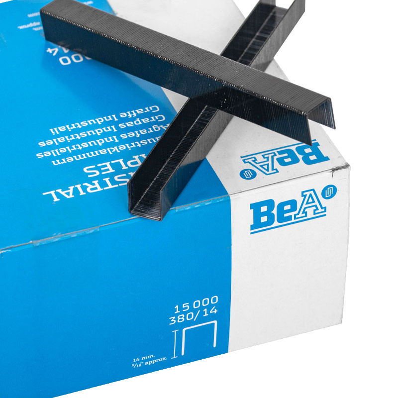 Boite de 15000 agrafes noires type 380 BEA 14mm | artapisserie.fr