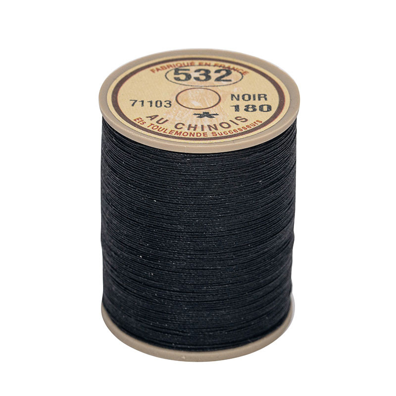 Fil de lin au chinois câblé noir n°532 extra glacé | Artapisserie