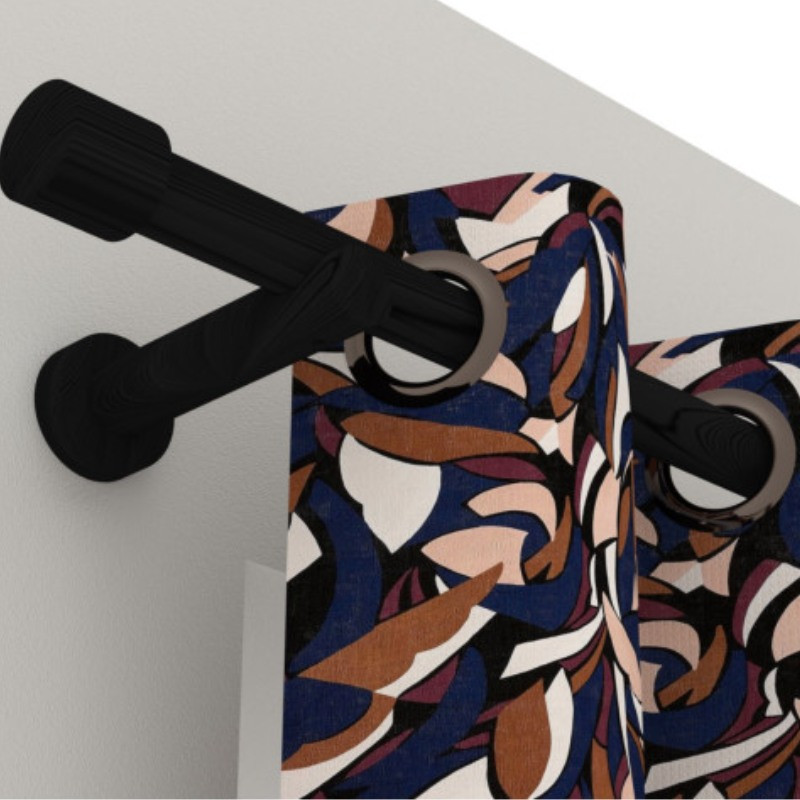 Kit tringle à rideau bois noir Ø28 mm X 250 cm | Artapisserie.fr