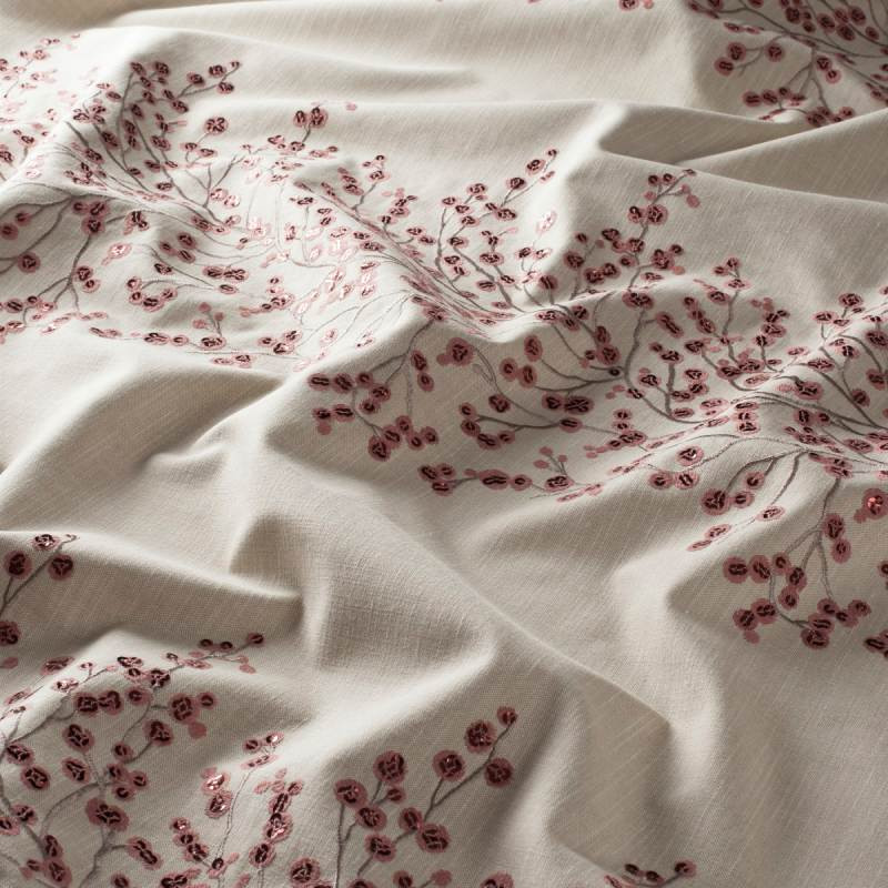 Tissu brodé Winter Blossom rose Jab | Artapisserie.fr