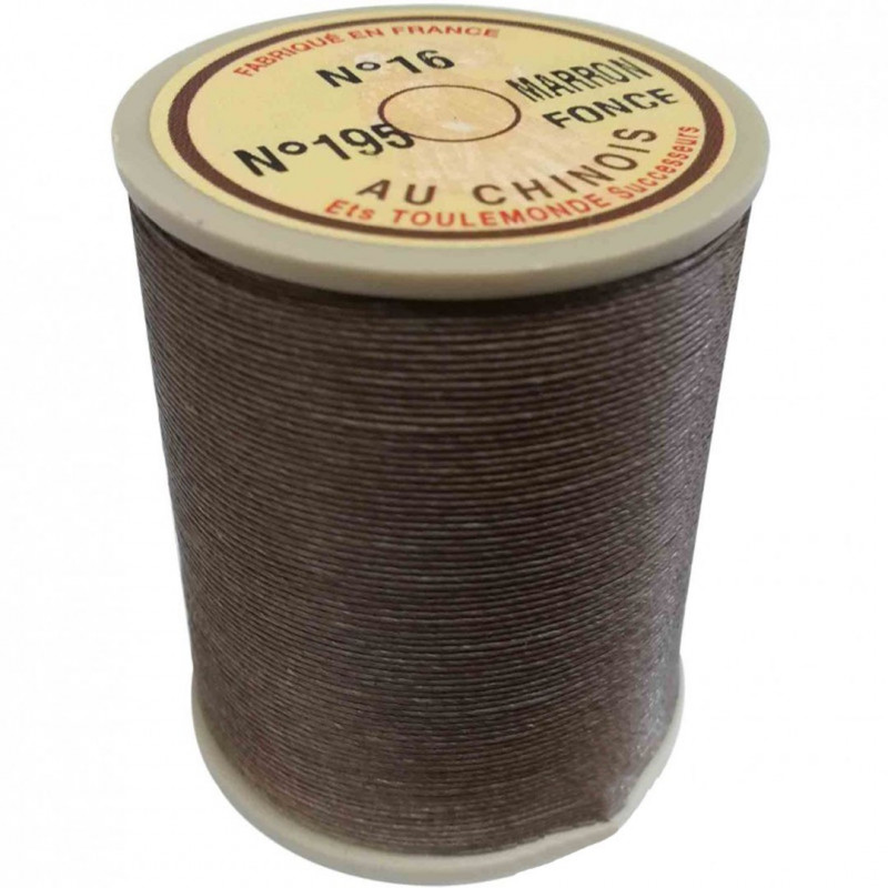 Fil de lin Au chinois retors glacé n°16 coloris Marron foncé - 160 mètres