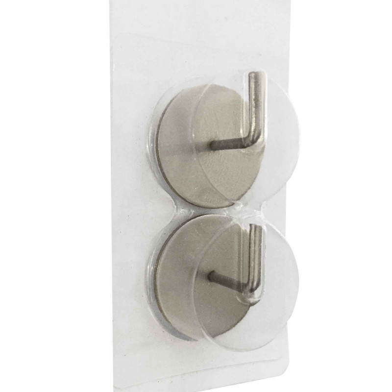 Support adhésif ronds barre de vitrage nickel givré, lot de 2 ...