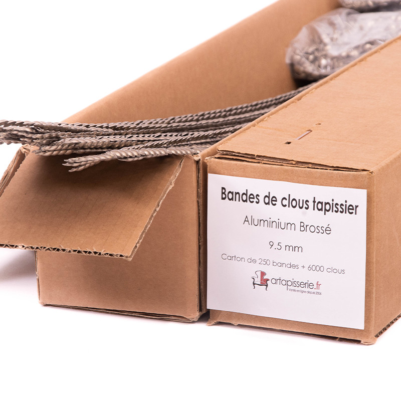 Bande de clous factices, Aluminium brossé 9,5 mm - Carton Complet