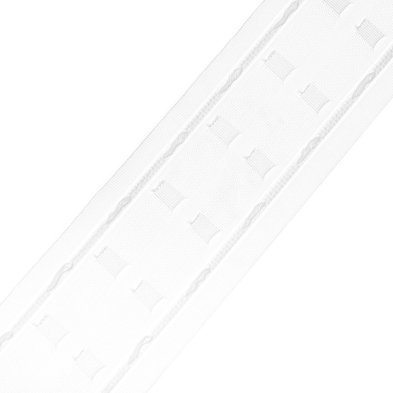 Ruflette pli automatique 65 mm Blanche - Au mètre | artapisserie.fr