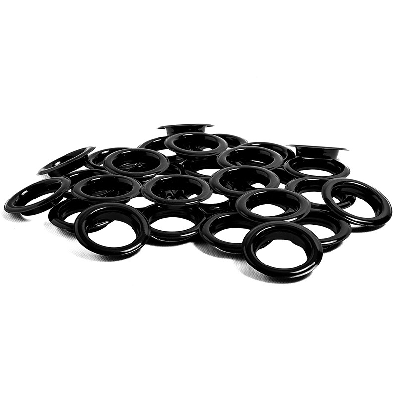 100 Oeillets rideaux à sertir Noir Laqué Ø40 mm | Artapisserie.fr