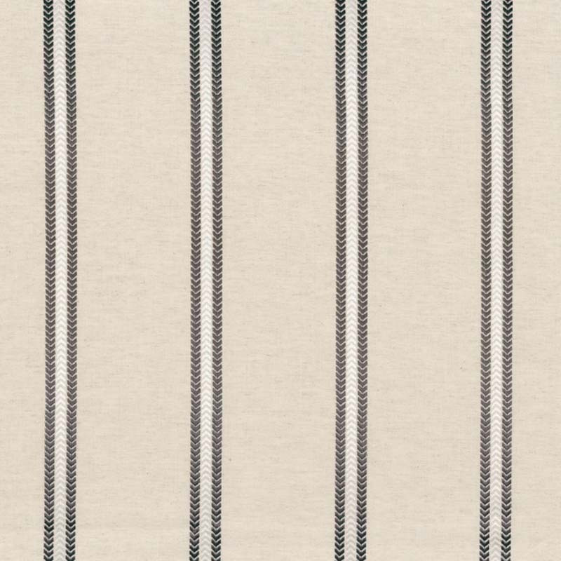 Tissu à rayures brodé Lima anthracite Camengo | Artapisserie.fr