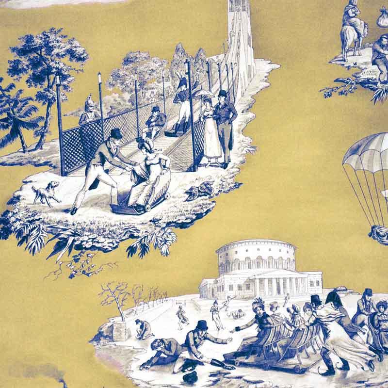 Toile de jouy beige Plaisirs d'Hiver Casal | Artapisserie.fr