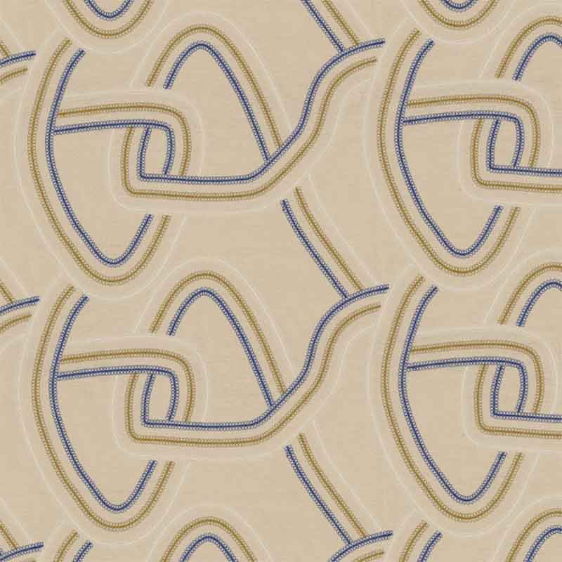 Tissu brodé Aisance indigo Camengo | Artapisserie.fr