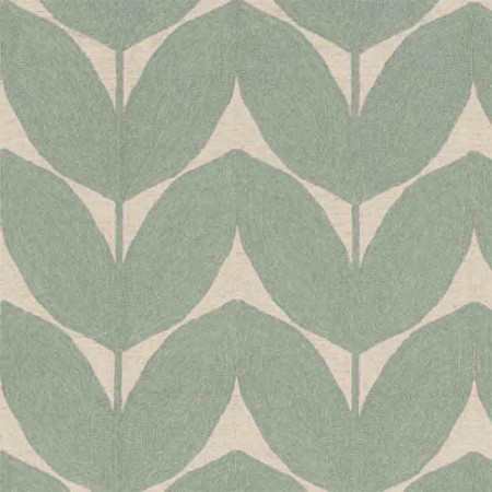 Tissu brodé Herbes Folles céladon Casamance | Artapisserie.fr