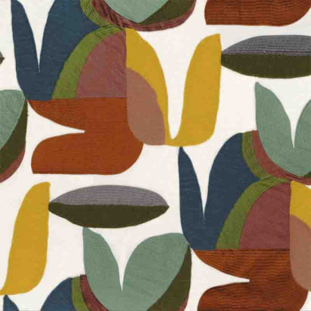Tissu brodé Flirt multico ambre Casamance | Artapisserie.fr