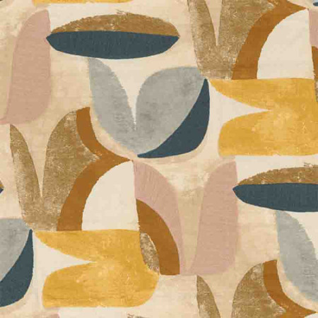 Tissu brodé Lovesong orage rose poudre Casamance | Artapisserie.fr
