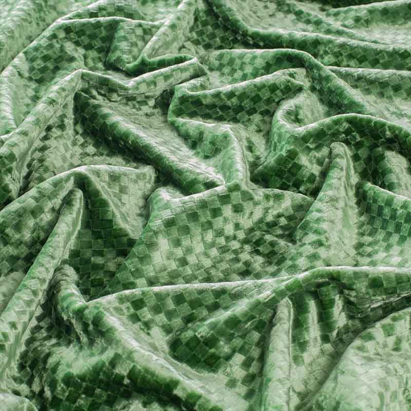 Tissu velours damier Velluto Gio vert 31 Jab | Artapisserie.fr