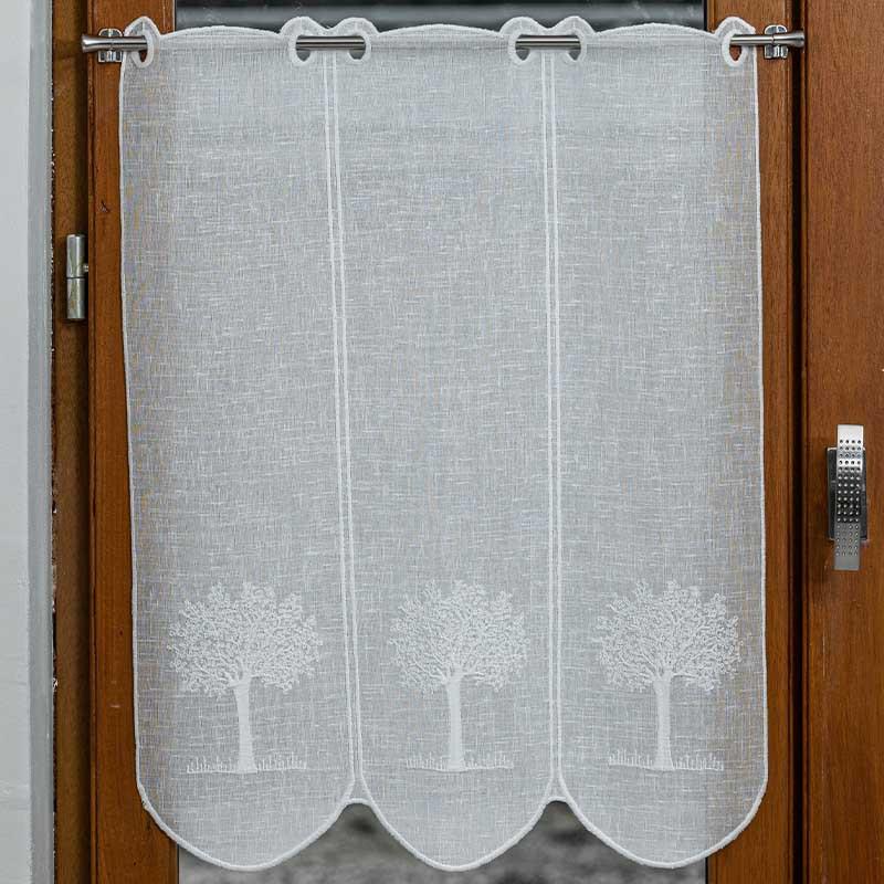 Brise bise motif brodé arbre blanc polyester, hauteur 90 cm | Arta...