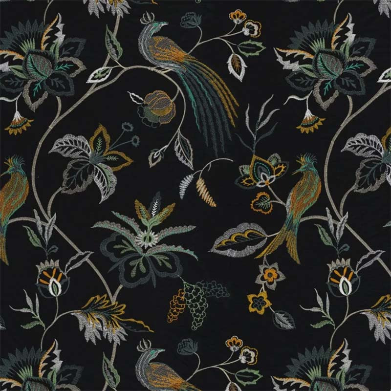 Tissu brodé Essor vert Camengo | Artapisserie.fr